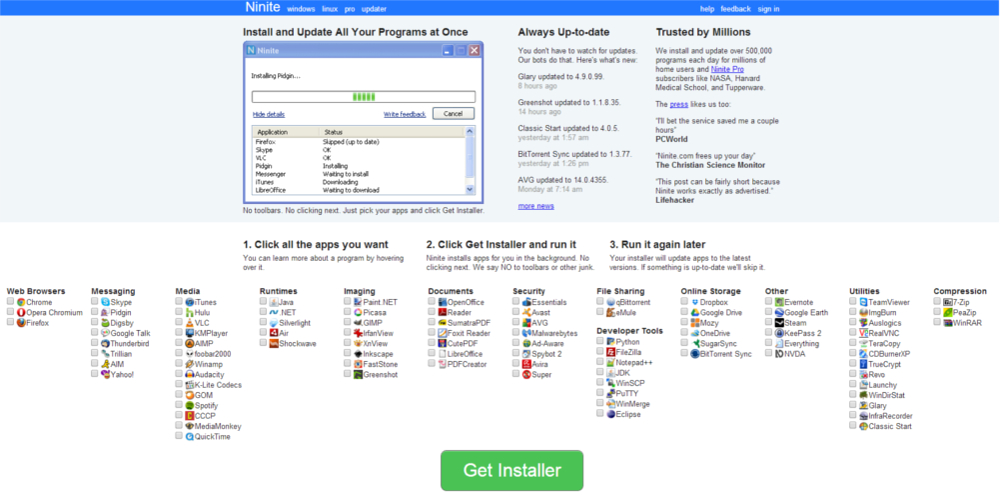 Ninite.com - nem, hurtig og gratis installation af programmer